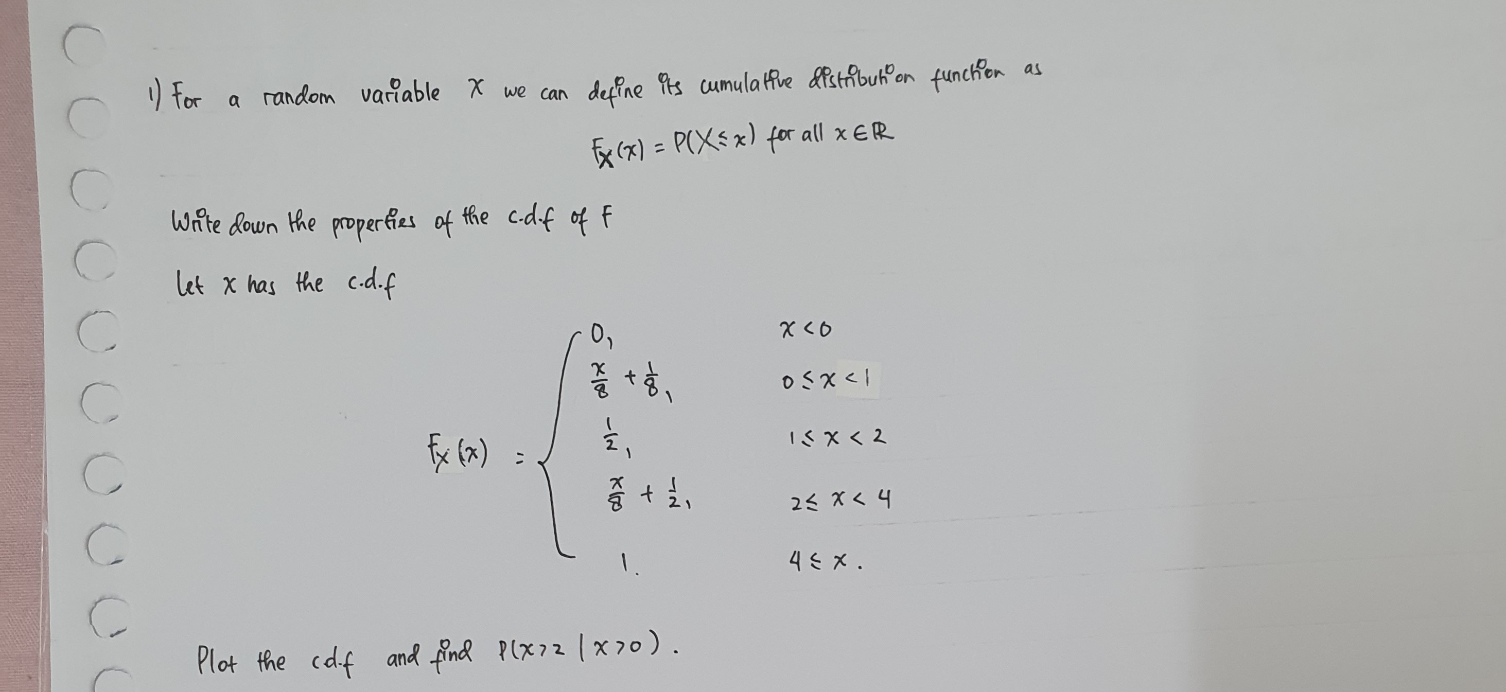 Solved 1) For a random variable x we can define its | Chegg.com