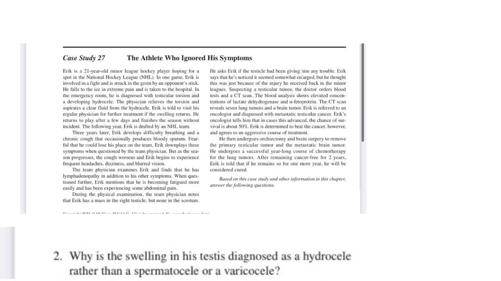 Solved Case Study 27 The Athlete Who Ignored His Symptoms | Chegg.com