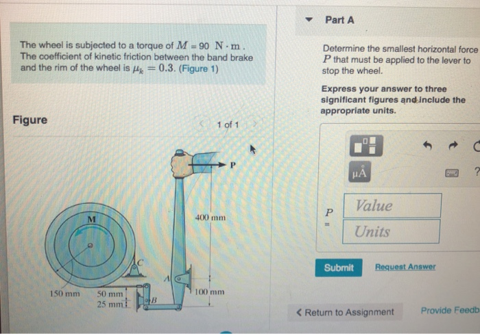 Solved Part A The wheel is subjected to a torque of M 90 | Chegg.com