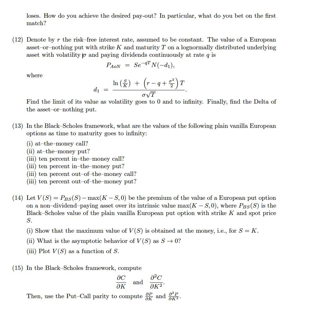 Solved (1) Consider the following game: you throw a pair of | Chegg.com