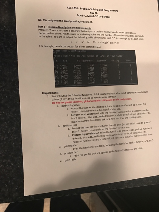 Solved CSC 1230 Problem solving and Programming Due Fri. | Chegg.com