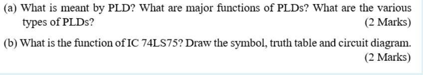Solved (a) What is meant by PLD? What are major functions of | Chegg.com