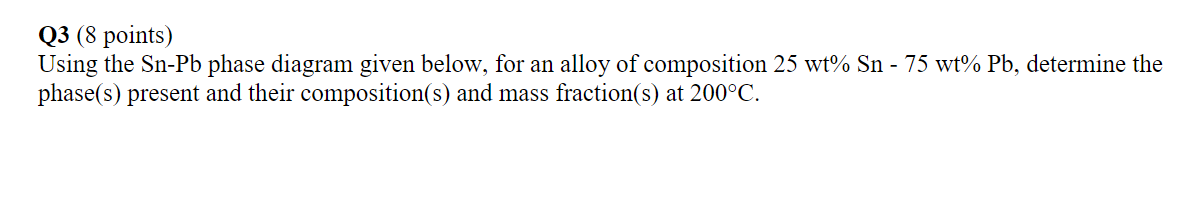 Solved Q3 (8 points) Using the Sn-Pb phase diagram given | Chegg.com