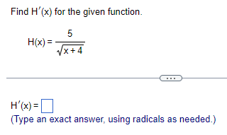 Solved Find H'(x) ﻿for the given | Chegg.com