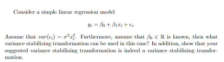 Solved Consider a simple linear regression model Yi Bo + | Chegg.com
