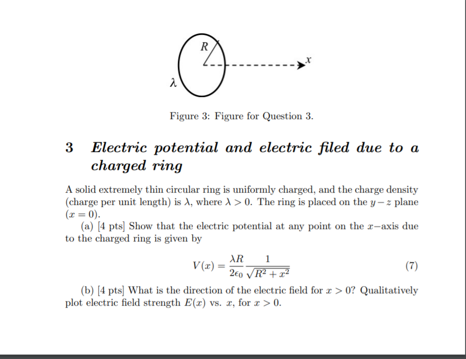 Solved R x a Figure 3: Figure for Question 3. 3 Electric | Chegg.com