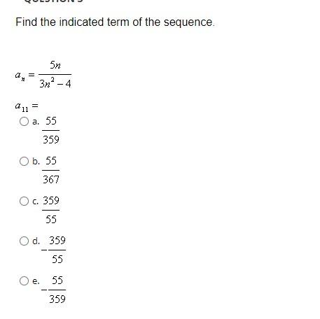 Solved Find the indicated term of the sequence. | Chegg.com