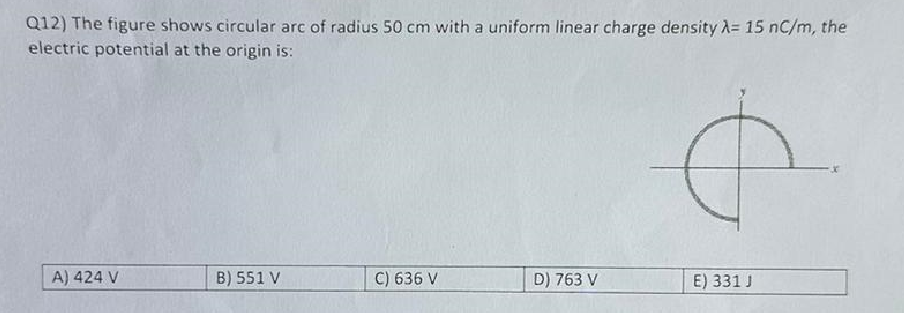Solved Q12) The figure shows circular are of radius 50 cm | Chegg.com
