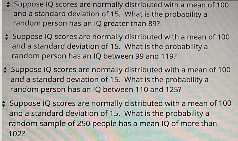 Solved Suppose Iq Scores Are Normally Distributed With A