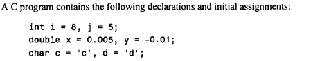 Solved A C program contains the following declarations and | Chegg.com