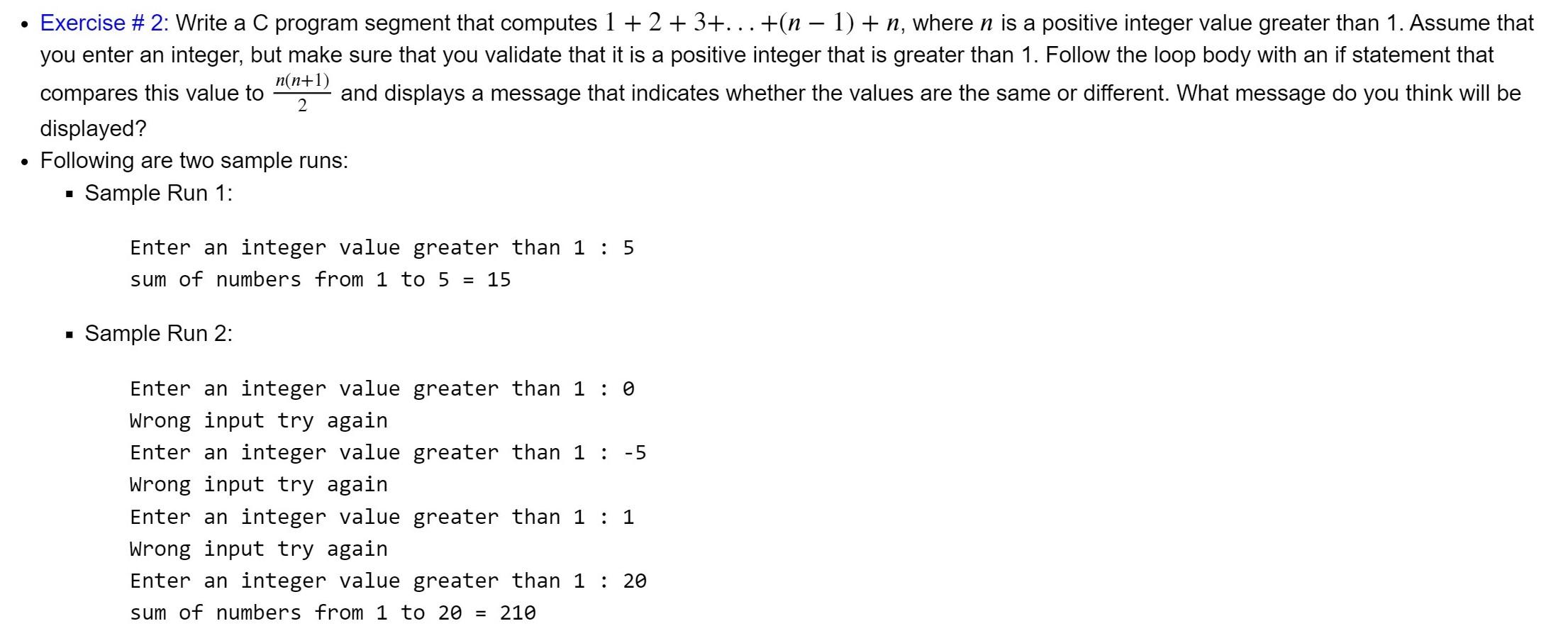 Solved • Exercise 2 Write A C Program Segment That 