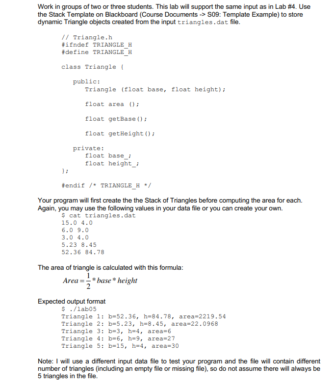 Solved Work in groups of two or three students. This lab | Chegg.com