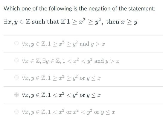 Solved Which one of the following is the negation of the | Chegg.com
