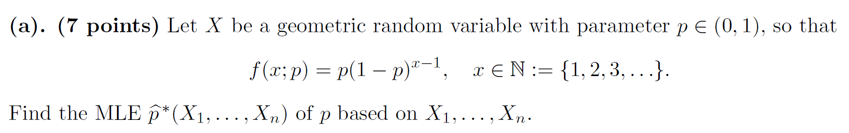Solved A 7 Points Let X Be A Geometric Random Variable 7009