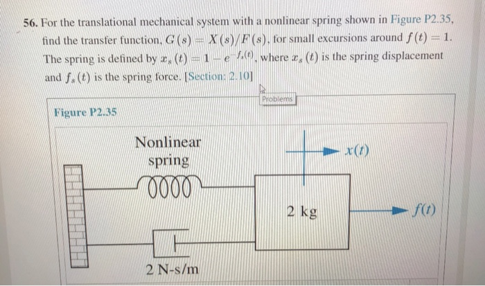 Solved 56. For the translational mechanical system with a | Chegg.com
