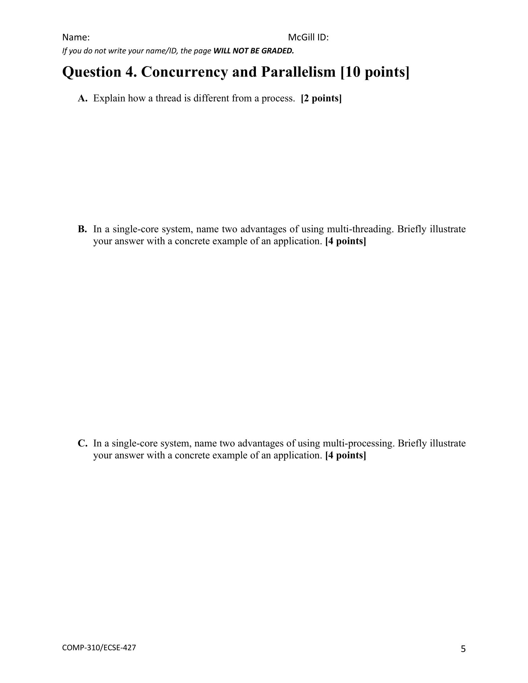 Solved Question 4. Concurrency and Parallelism [10 points] | Chegg.com