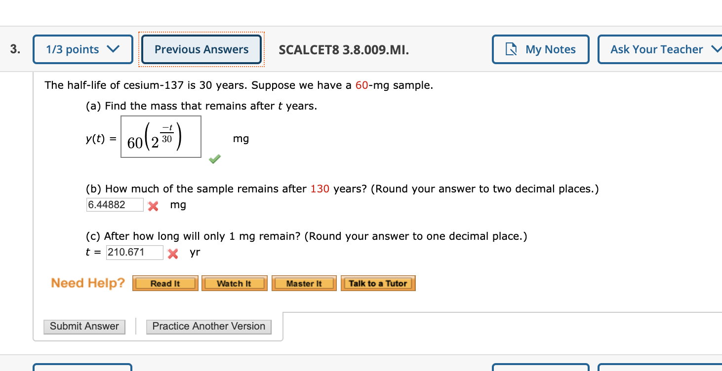 Solved 3. 1/3 points v Previous Answers SCALCET8 3.8.009.MI. | Chegg.com Solved 3. 1/3 points v Previous Answers SCALCET8 3.8.009.MI. | Chegg.com