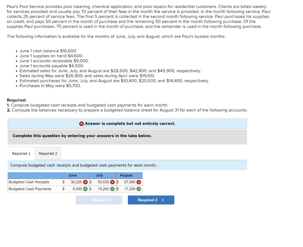 Solved Paul's Pool Service provides pool cleaning, chemical | Chegg.com