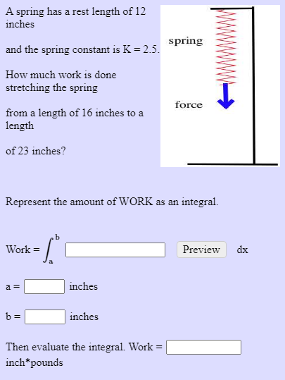Solved A spring has a rest length of 12 inches spring and | Chegg.com