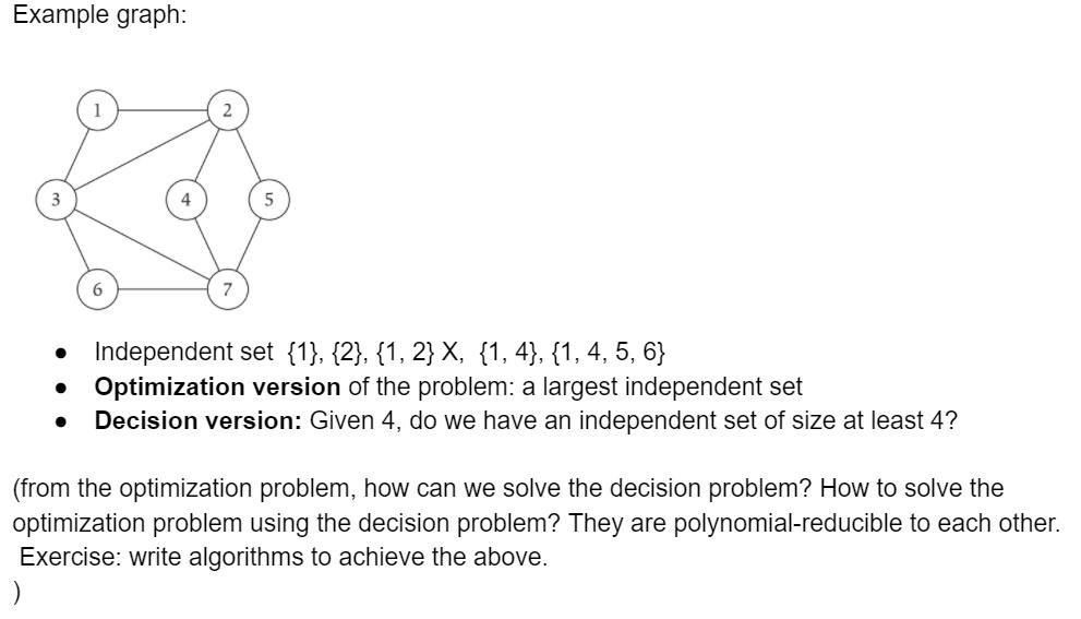 Solved 2.1 Independent set problem: Definition | Chegg.com