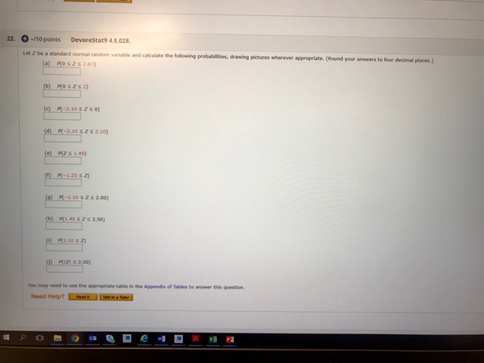 Solved +-/10 points 22. DevoreStat9 4.E.028. Let Z be a | Chegg.com