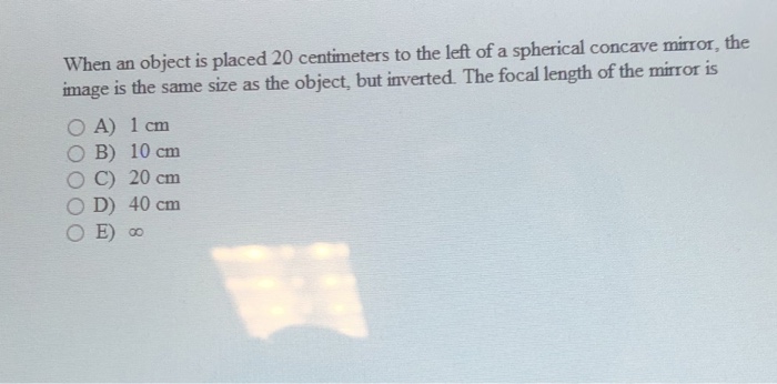 Solved When an object is placed 20 centimeters to the left | Chegg.com