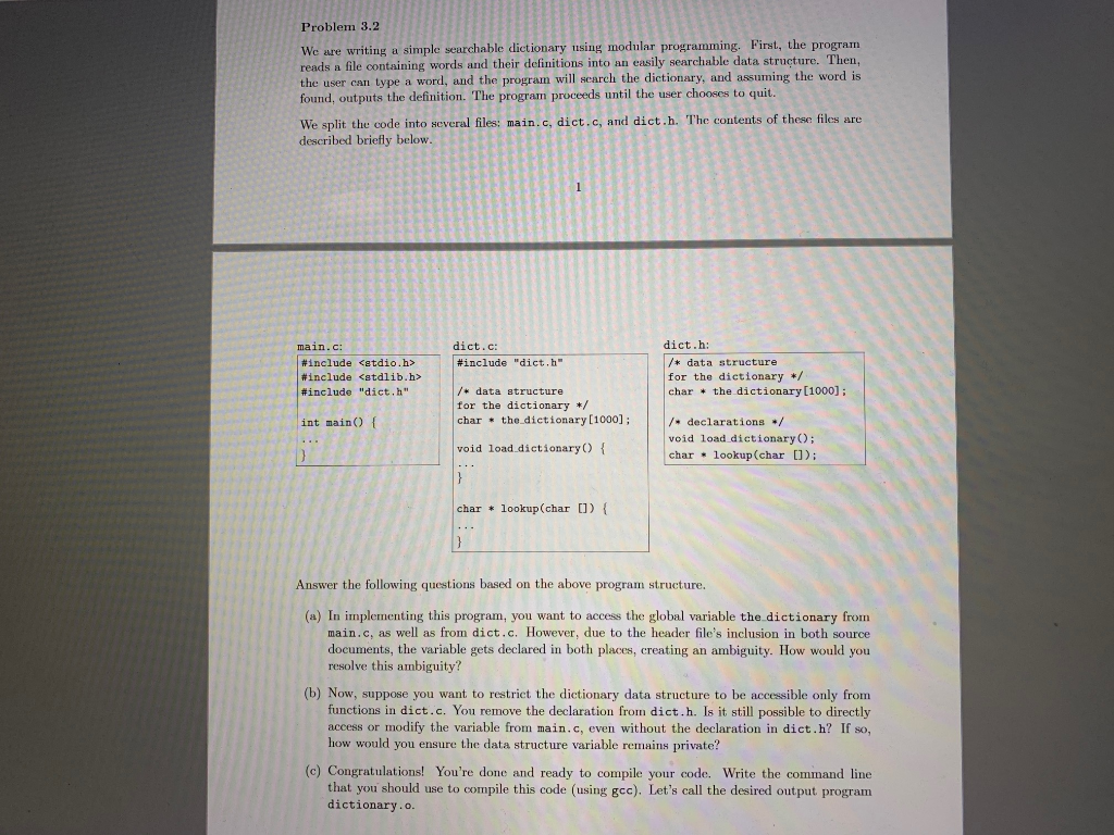 Solved Problem 32 We Are Writing A Simple Searchable 9742