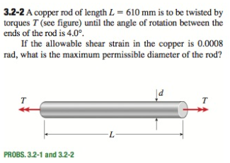 Solved 3.2-2 A copper rod of length L- 610 mm is to be | Chegg.com