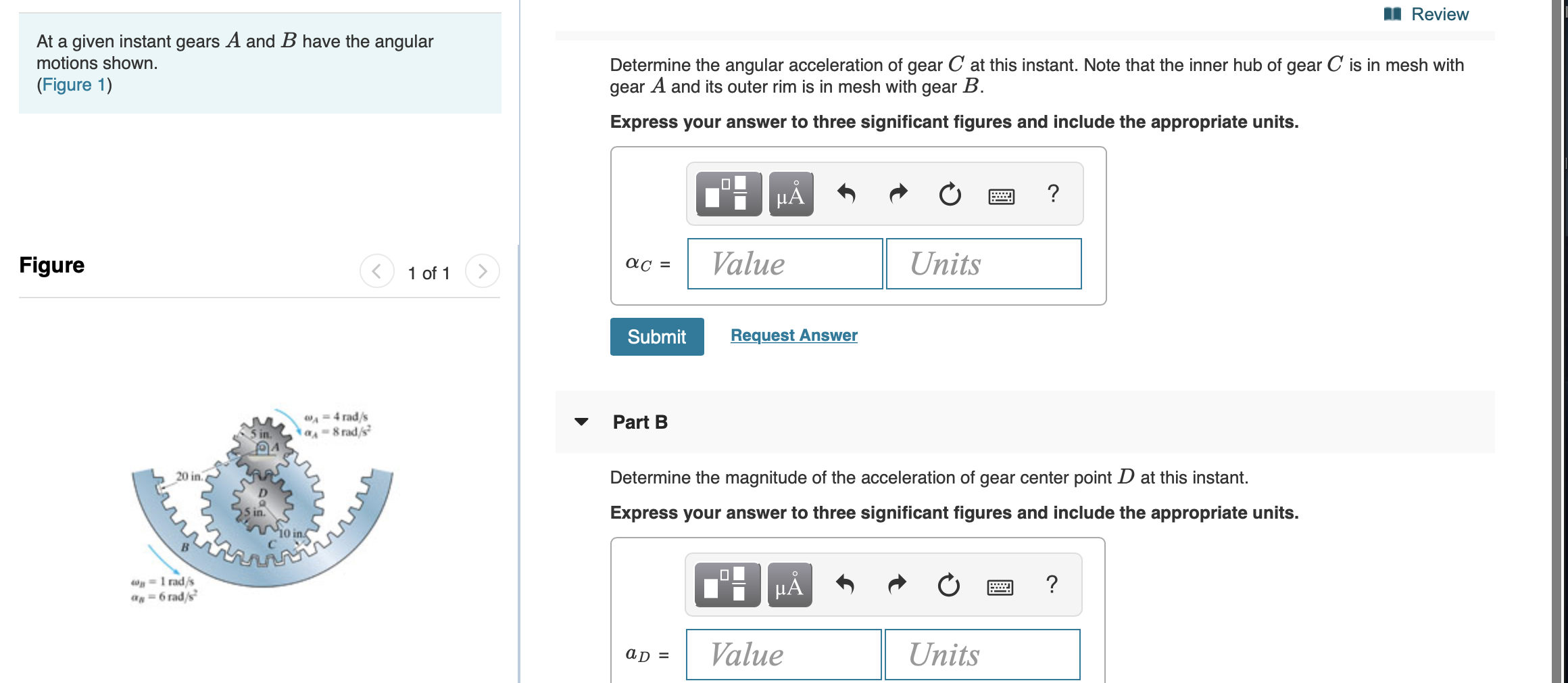 Solved Il Review At a given instant gears A and B have the | Chegg.com
