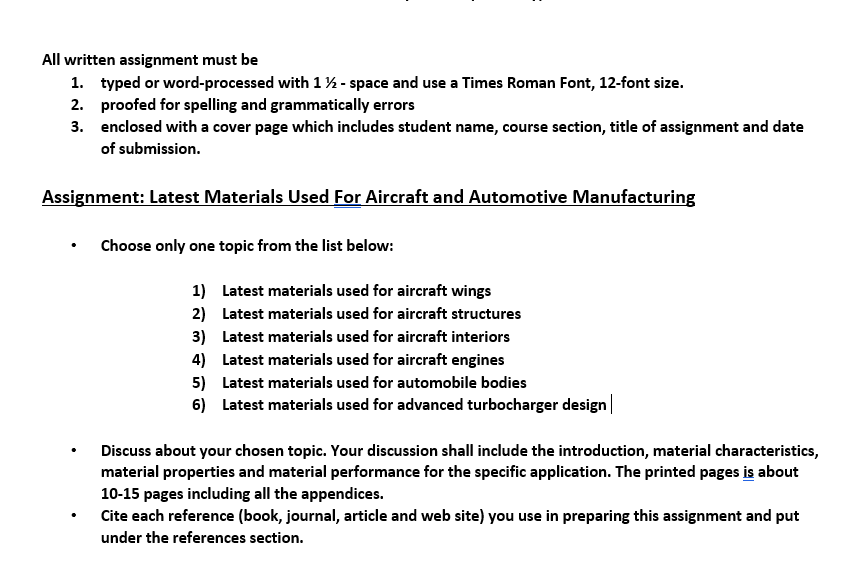 Solved All written assignment must be 1. typed or | Chegg.com