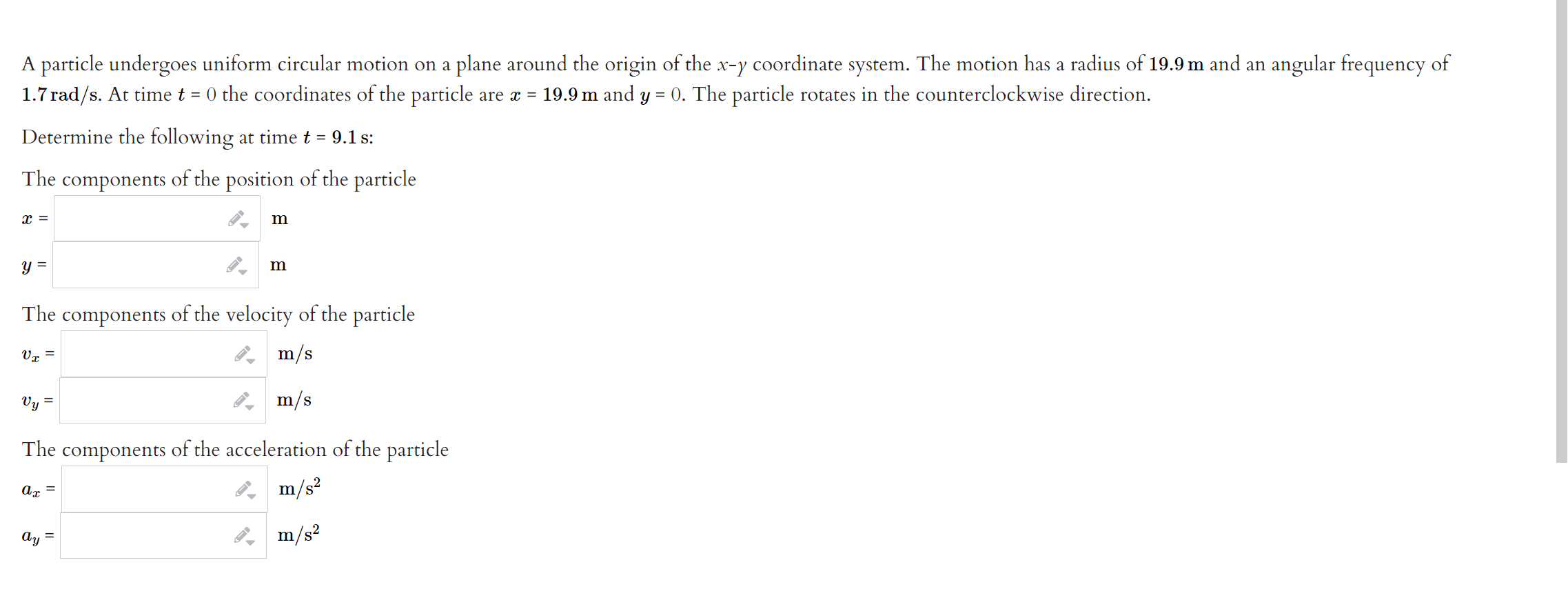 Solved A particle undergoes uniform circular motion on a | Chegg.com