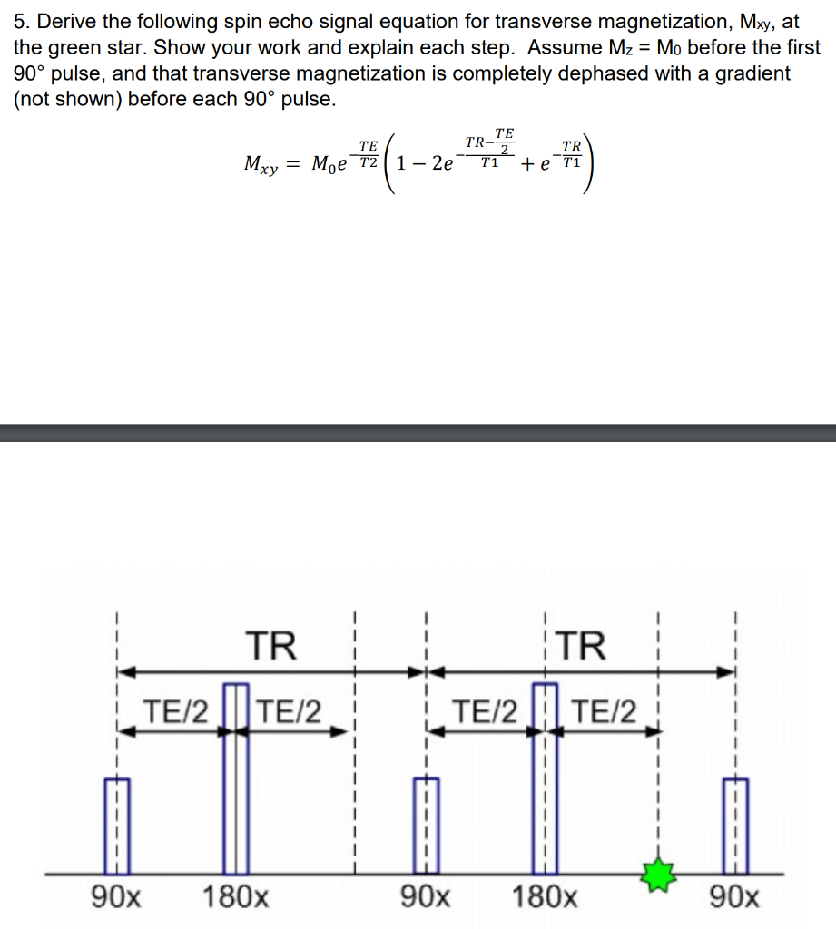5. Derive the following spin echo signal equation for | Chegg.com