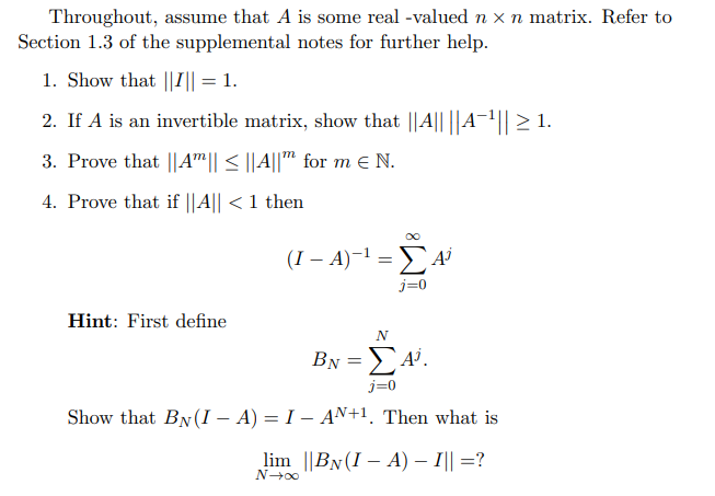Solved Throughout, assume that A is some real -valued n×n | Chegg.com