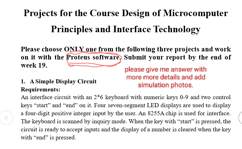 Solved Projects for the Course Design of Microcomputer | Chegg.com
