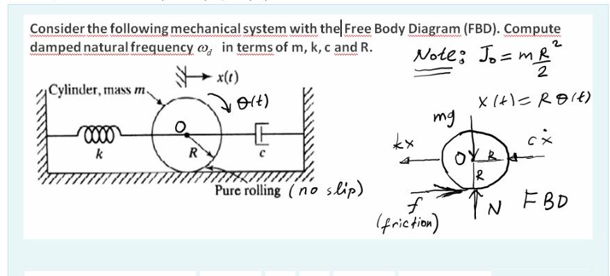 Solved 2 2 Consider the following mechanical system with the | Chegg.com