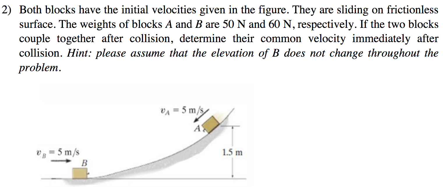 Solved 2) Both blocks have the initial velocities given in | Chegg.com