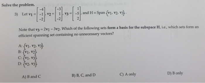 Solved Solve the problem. -4 -3 pan V1, V2, v3 -2 -2 Note | Chegg.com