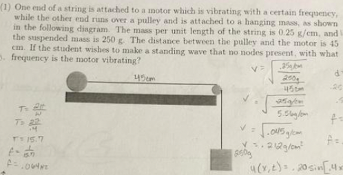 Solved (1) One end of a string is attached to a motor which | Chegg.com
