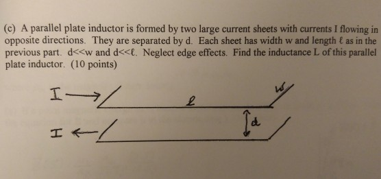 Solved (c) A parallel plate inductor is formed by two large | Chegg.com