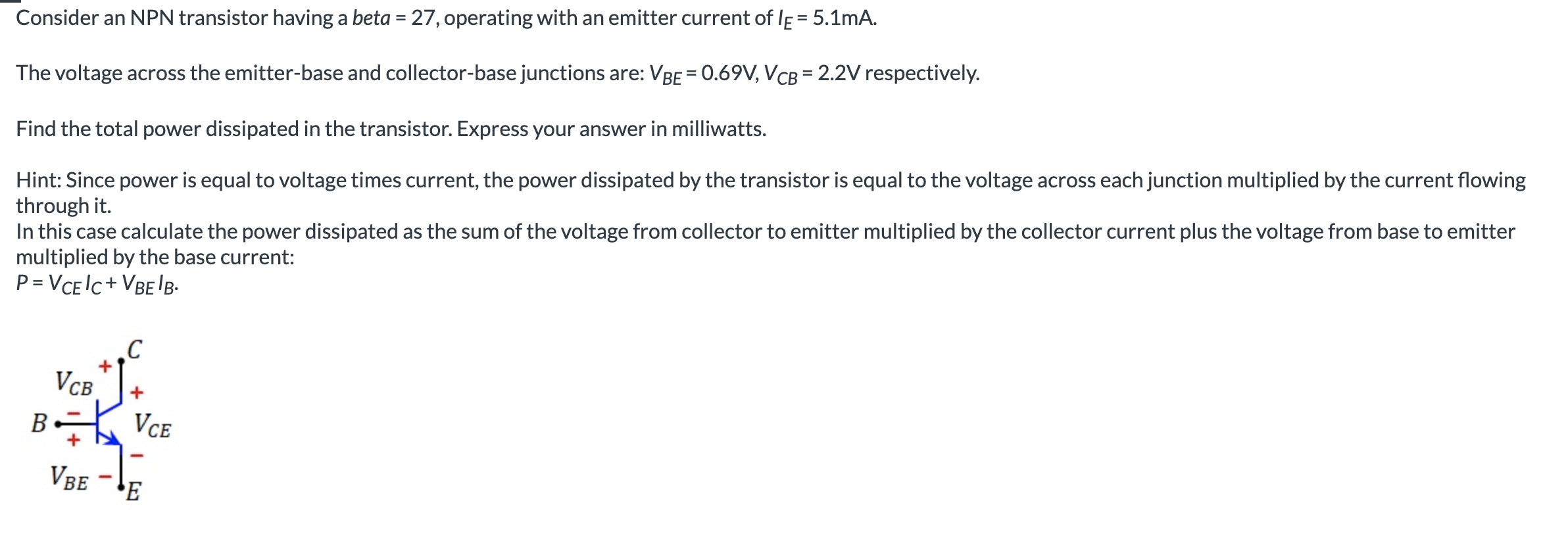 Solved Consider an NPN ﻿transistor having a beta =27, | Chegg.com