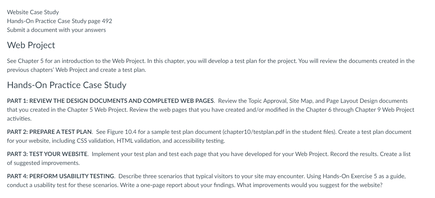 Website Case Study Hands-On Practice Case Study page | Chegg.com