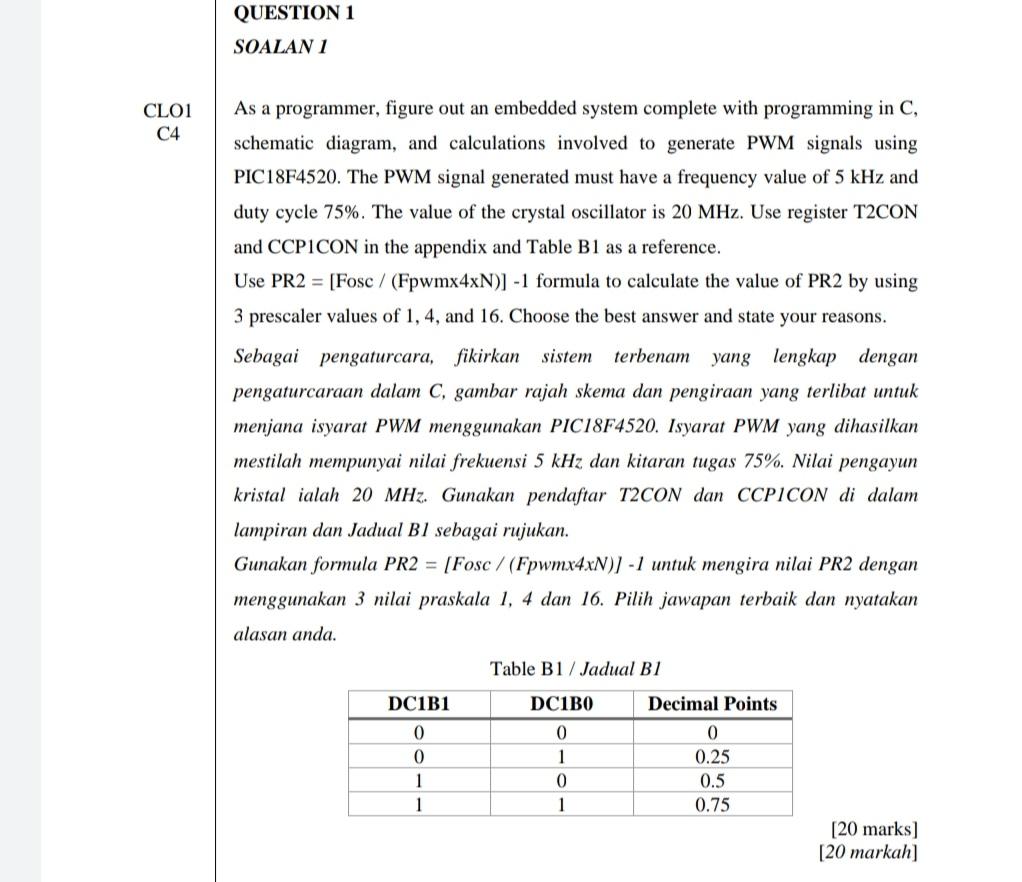 QUESTION 1 SOALAN 1 CLO1 C4 As a programmer, figure | Chegg.com
