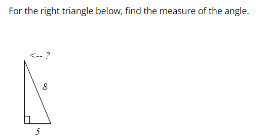 Solved For the right triangle below, find the measure of the | Chegg.com