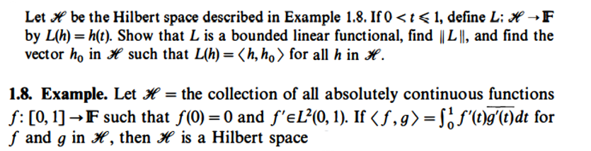 Solved Let H be the Hilbert space described in Example 1.8. | Chegg.com