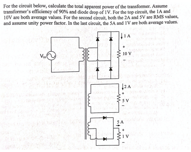 Solved For the circuit below, calculate the total apparent | Chegg.com