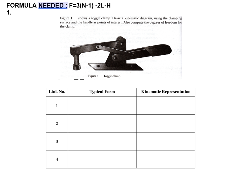 Solved Figure 1 shows a toggle clamp. Draw a kinematic | Chegg.com