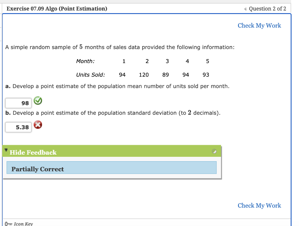 Solved Exercise 07.09 Algo (Point Estimation) Question 2 of | Chegg.com
