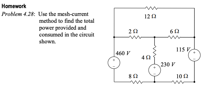 Solved Use the mesh-current method to find the total power | Chegg.com