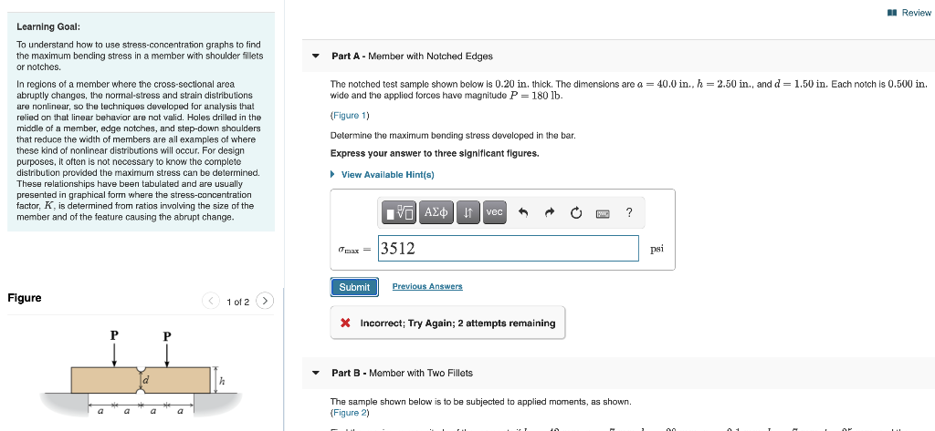 Solved I Review Part A - Member with Notched Edges Learning | Chegg.com