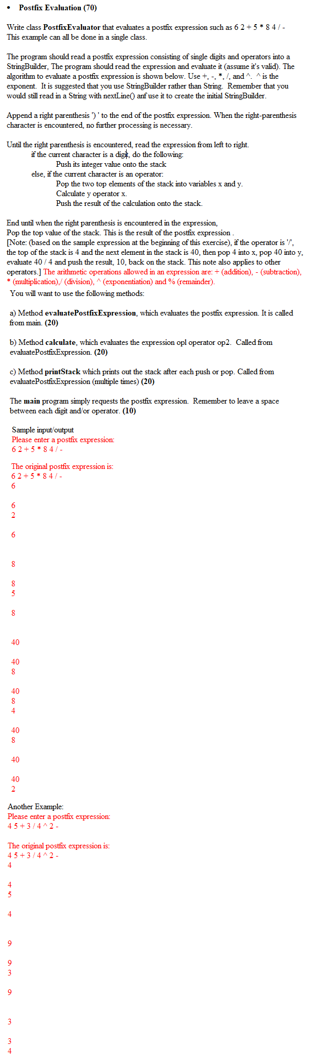 Solved Write Class Postfixevaluator In Java That Evaluates A 4499